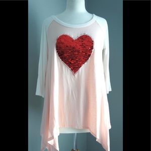 Sweet Claire | Tops | Red Sequin Heart Top | Poshmark